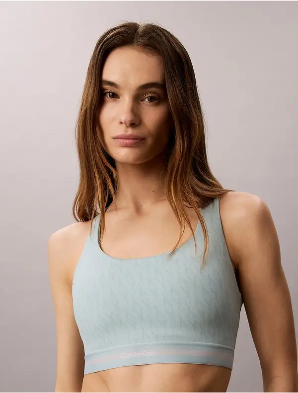 Calvin Klein Icon Sport Allover Monogram Medium Impact Sports Bra - Monogram Escher Ether