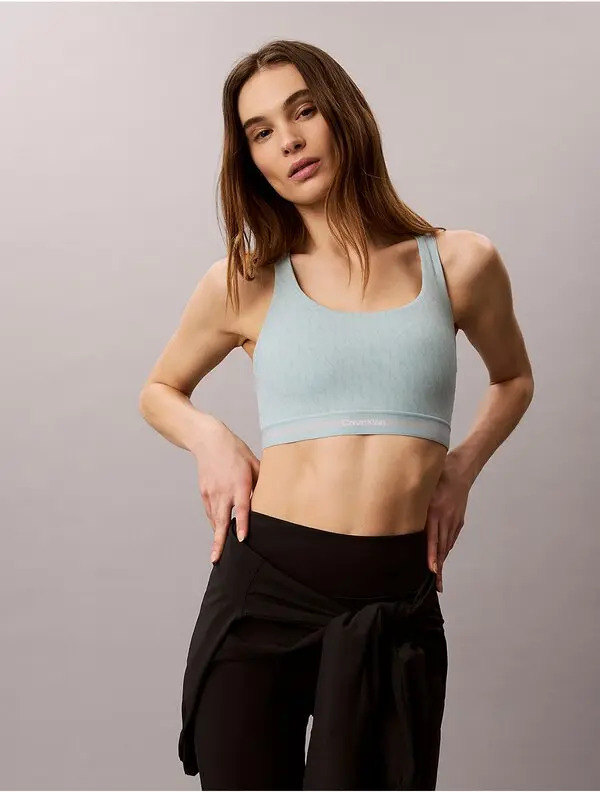 Calvin Klein Icon Sport Allover Monogram Medium Impact Sports Bra - Monogram Escher Ether
