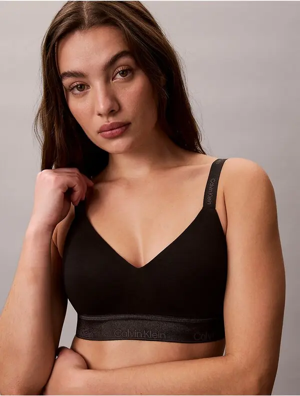 Calvin Klein Icon Cotton Modal Metallic Lightly Lined Bralette - Black