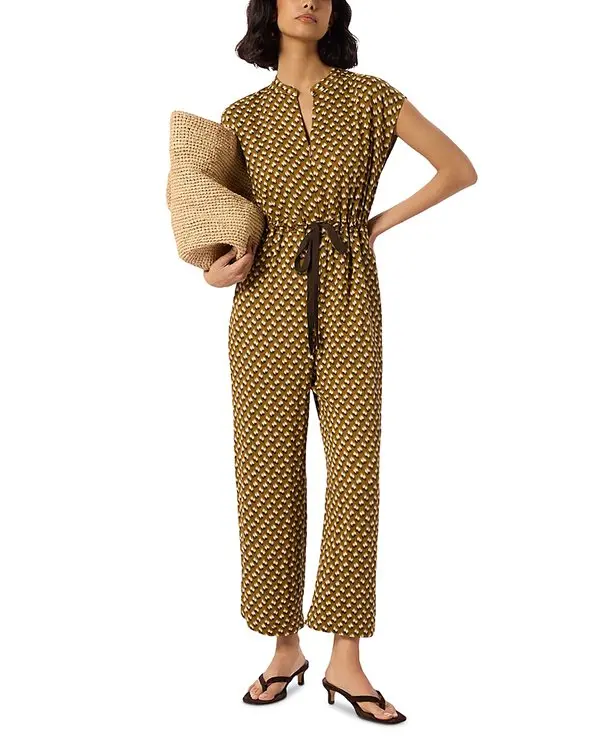 Whistles Ikat Spot Sleeveless Jumpsuit - Khaki/multi