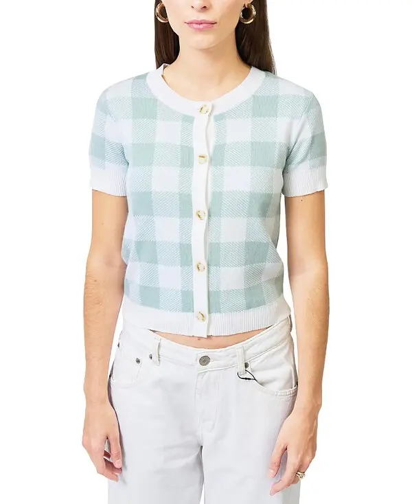 Central Park West Laurel Gingham Jacquard Cardigan