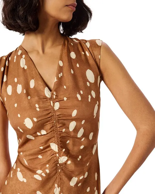 Whistles Deer Spot Viscose Midi Dress