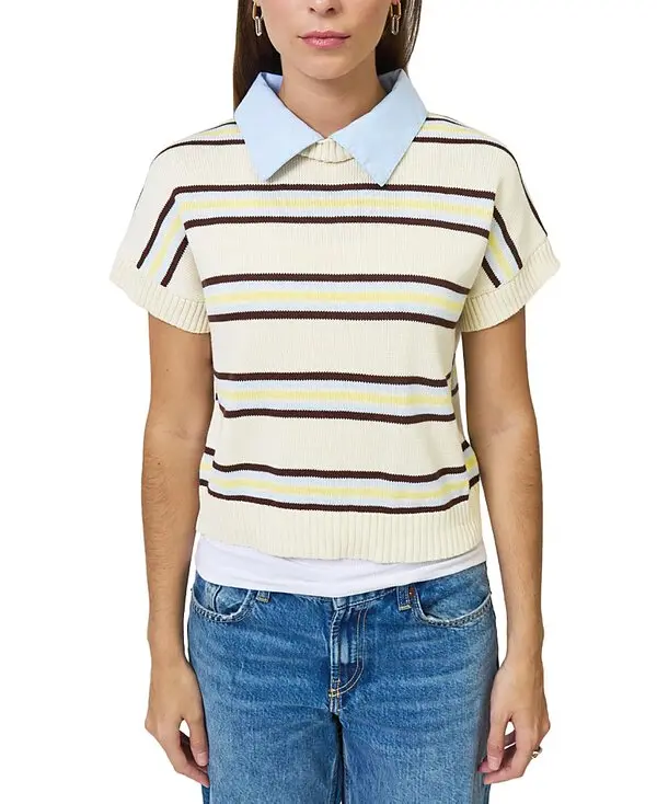 Central Park West Chloe Stripe Oxford Collar Tee