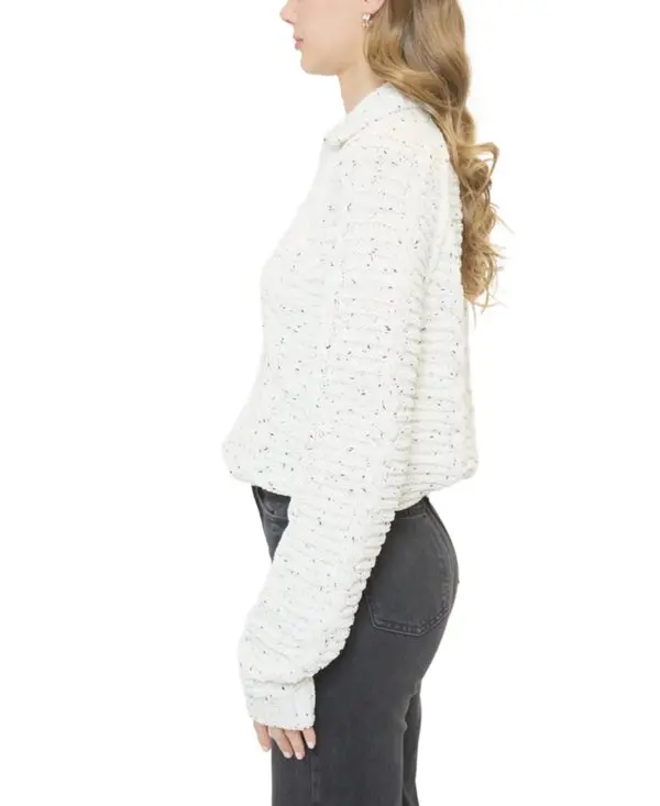 Central Park West Tasha Cable Chenille Half Zip Sweater - White-black