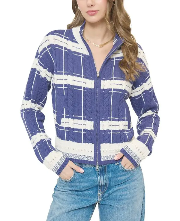 Central Park West Eden Specialty Stitch Bomber Jacket - Blue-white-stripe