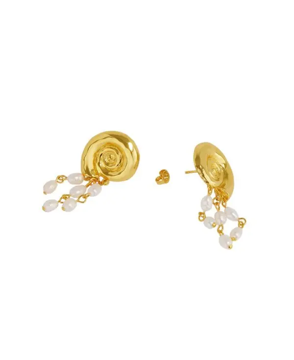OTTOMAN HANDS Shell Pearl Beaded Stud Earrings