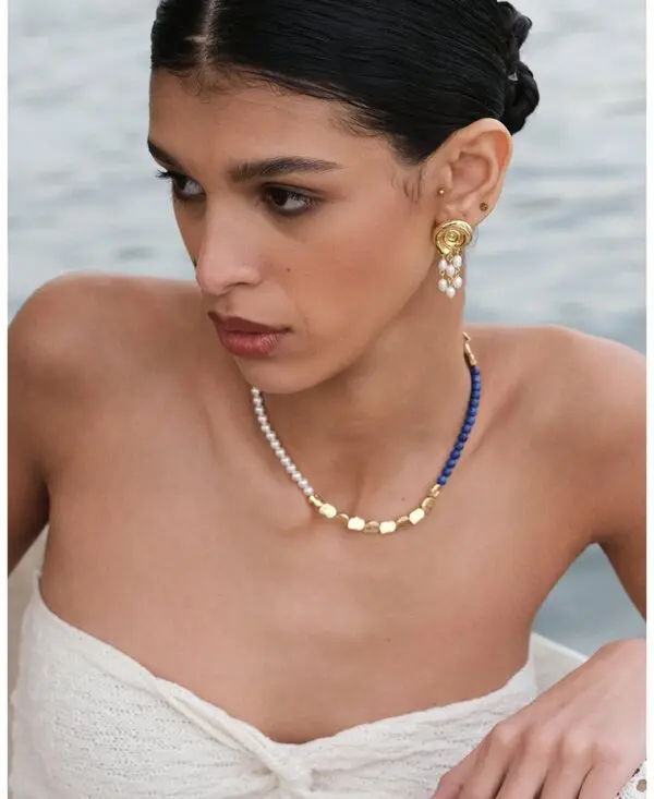 OTTOMAN HANDS Shell Pearl Beaded Stud Earrings