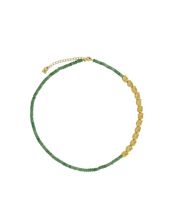 OTTOMAN HANDS Emerald Beaded Necklace - Gold