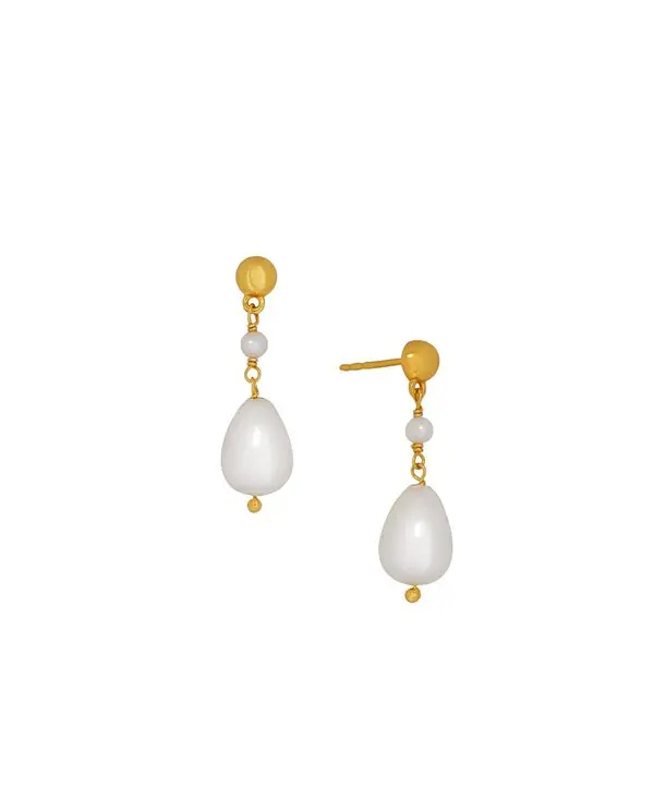OTTOMAN HANDS Kyra Pearl Drop Stud Earrings - Gold