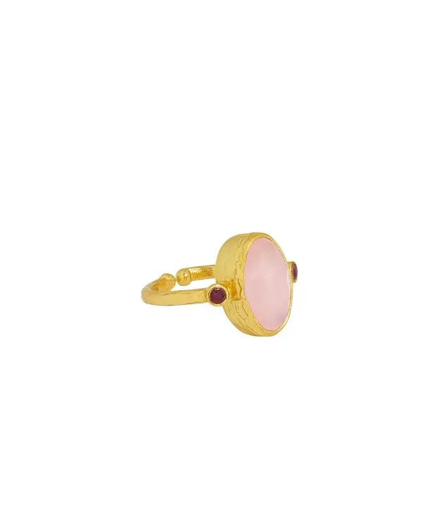 OTTOMAN HANDS Lucia Rose Quartz Cocktail Ring - Gold