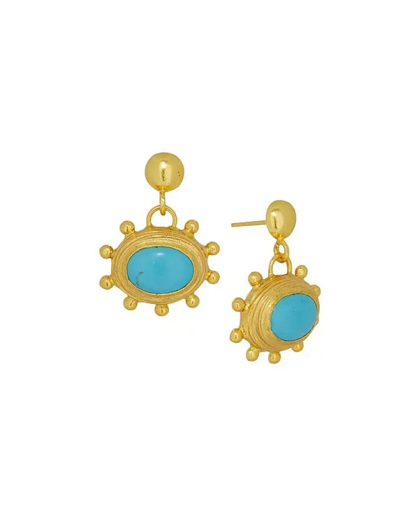 OTTOMAN HANDS Turquoise Drop Earrings - Gold