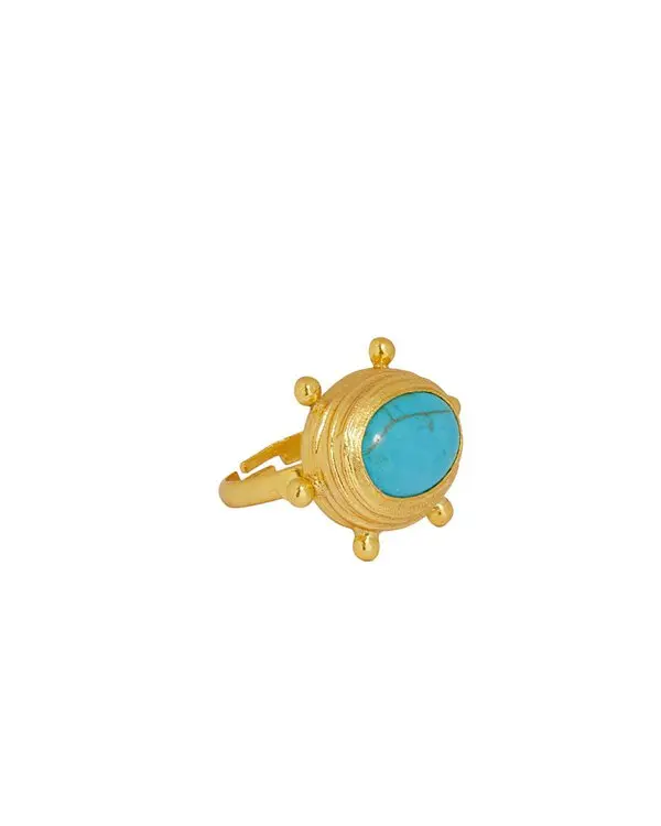 OTTOMAN HANDS Zand Turquoise Cocktail Ring - Gold