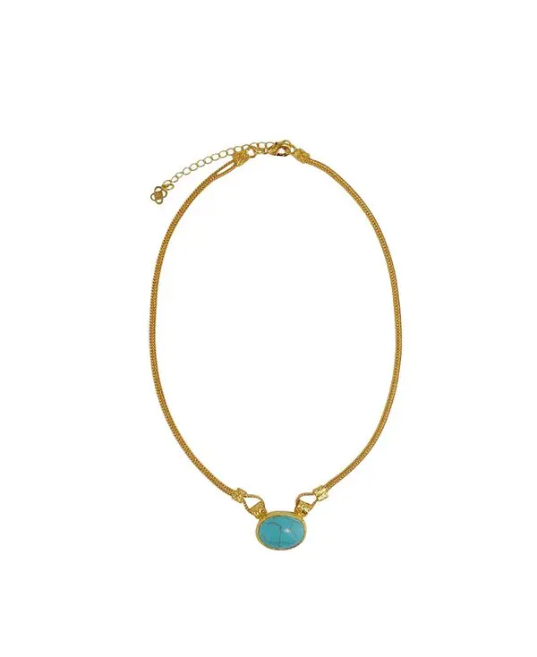 OTTOMAN HANDS Daphne Turquoise Pendant Necklace - Gold