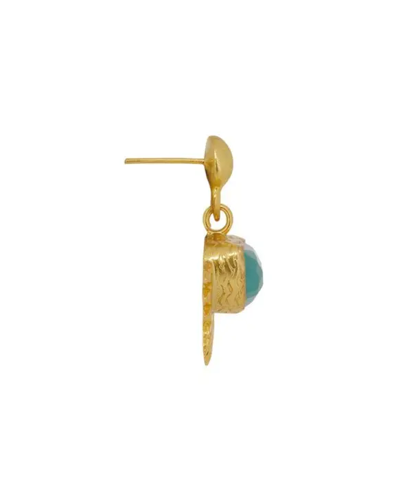 OTTOMAN HANDS Sunrise Aqua Chalcedony Drop Stud Earrings - Gold
