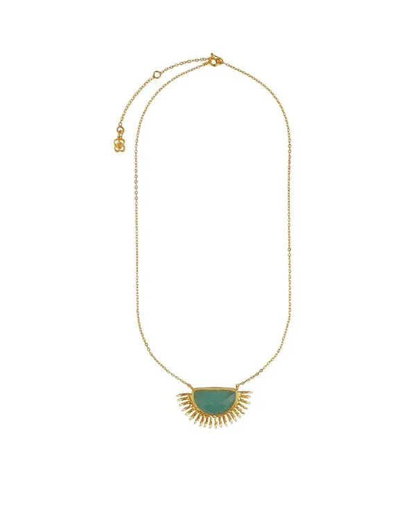 OTTOMAN HANDS Sunrise Aqua Chalcedony Pendant Necklace - Gold