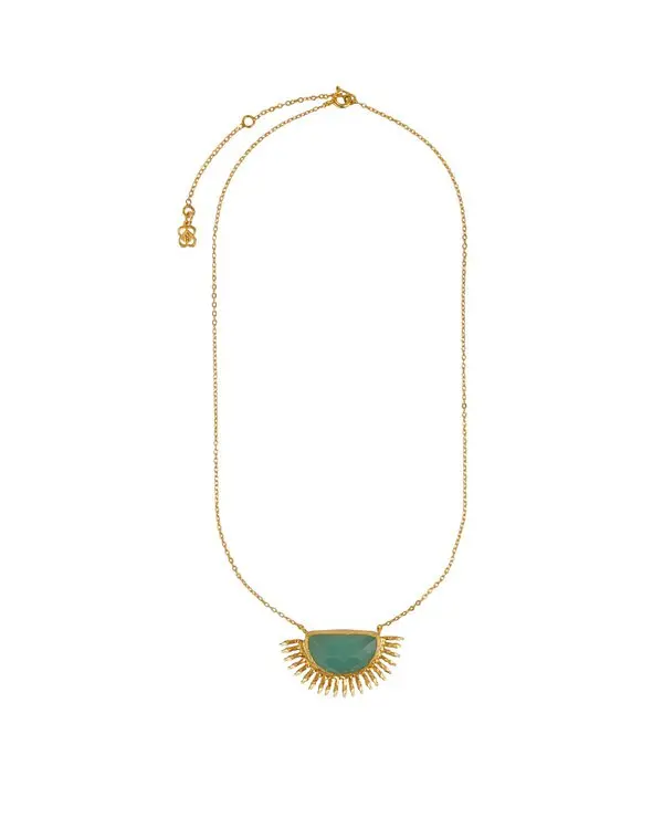 OTTOMAN HANDS Sunrise Aqua Chalcedony Pendant Necklace - Gold