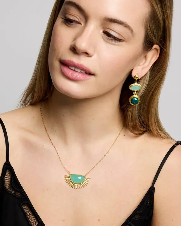OTTOMAN HANDS Sunrise Aqua Chalcedony Pendant Necklace