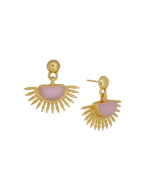 OTTOMAN HANDS Sunrise Rose Quartz Drop Stud Earrings - Gold
