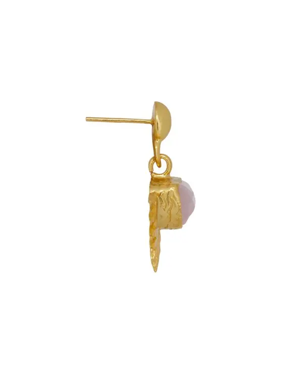 OTTOMAN HANDS Sunrise Rose Quartz Drop Stud Earrings - Gold