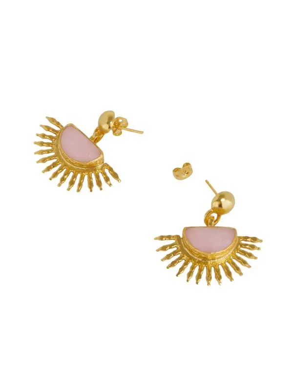 OTTOMAN HANDS Sunrise Rose Quartz Drop Stud Earrings - Gold