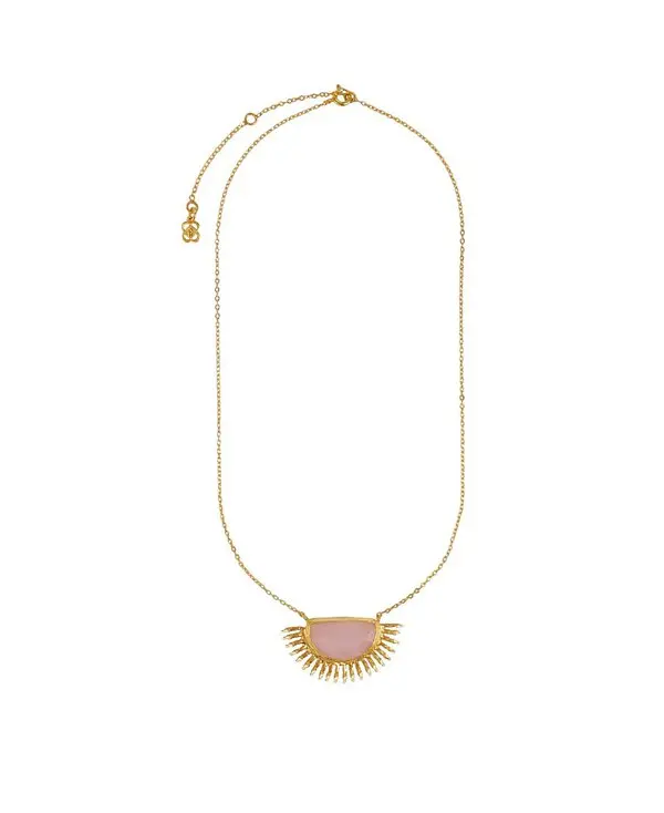 OTTOMAN HANDS Sunrise Rose Quartz Pendant Necklace - Gold