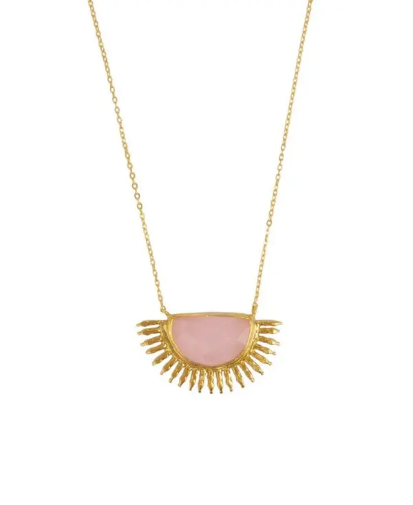 OTTOMAN HANDS Sunrise Rose Quartz Pendant Necklace - Gold