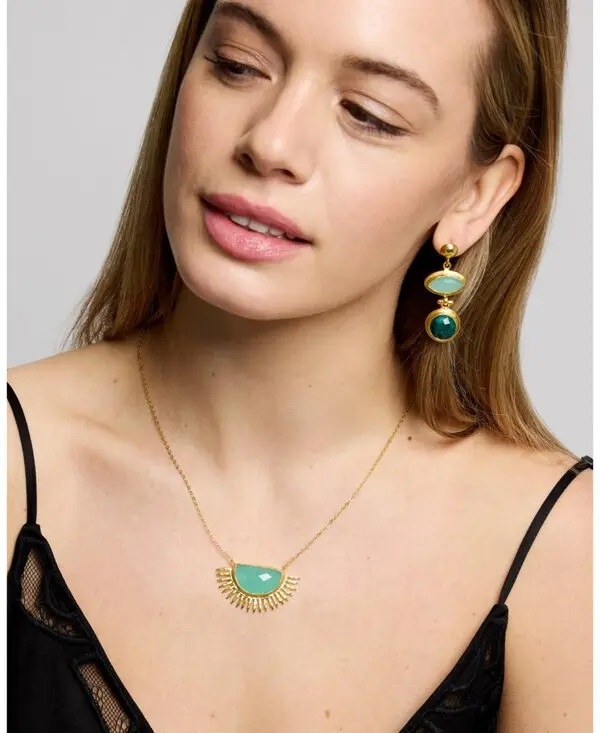 OTTOMAN HANDS Melis Aqua And Emerald Drop Earrings