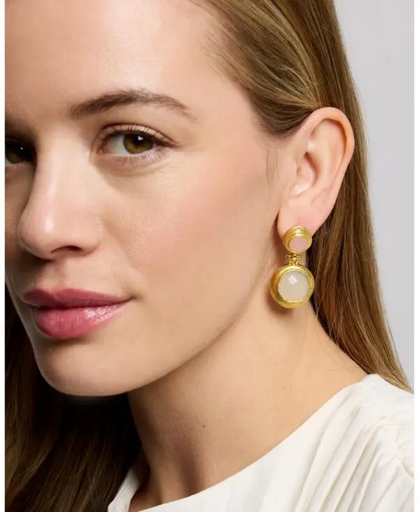 OTTOMAN HANDS Rose Quartz And White Chalcedony Drop Earrings - Gold