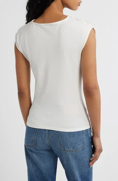 Topshop Ruched Stretch Cotton Top With Knot Detail