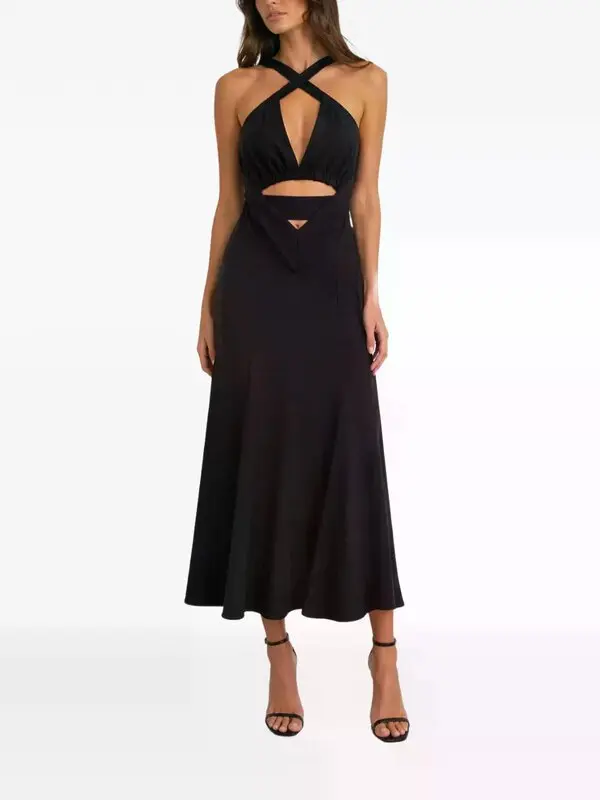 Rabanne Halterneck Cut-out Midi Dress - Black