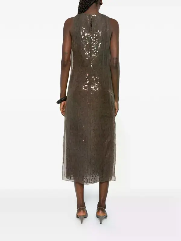 Brunello Cucinelli Sequin Embellished Sleeveless Midi Dress