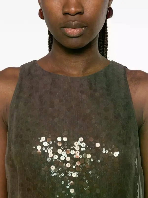 Brunello Cucinelli Sequin Embellished Sleeveless Midi Dress