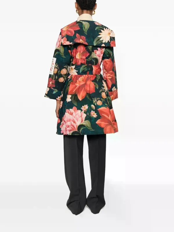 Barbour X Farm Rio Gardenia Floral-print Belted Coat