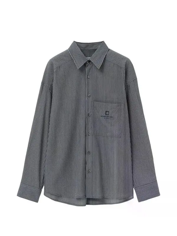 WOOYOUNGMI Striped-pattern Logo-detail Shirt - Black