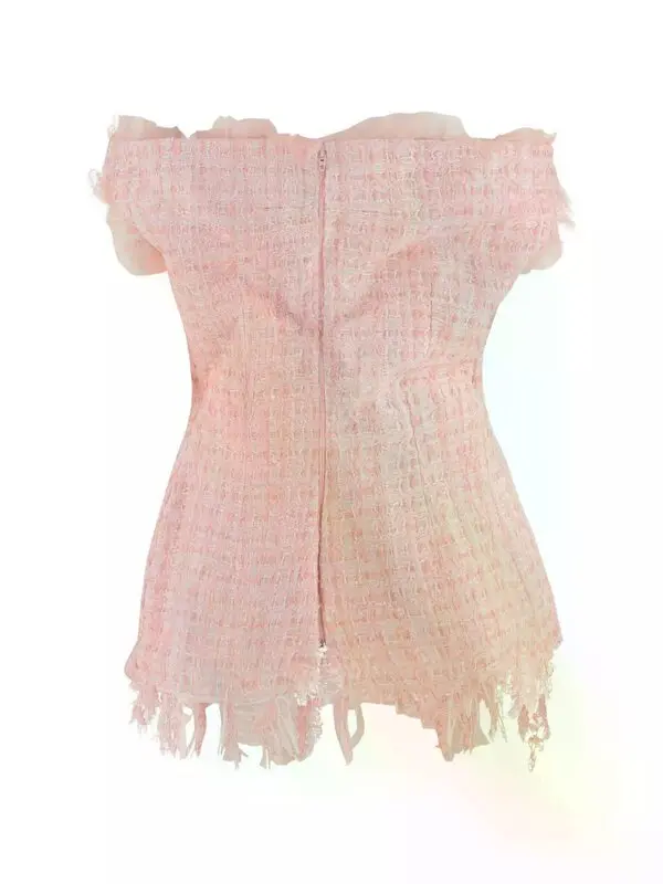 Matieres Fecales Off-shoulder Fringed Hem Top