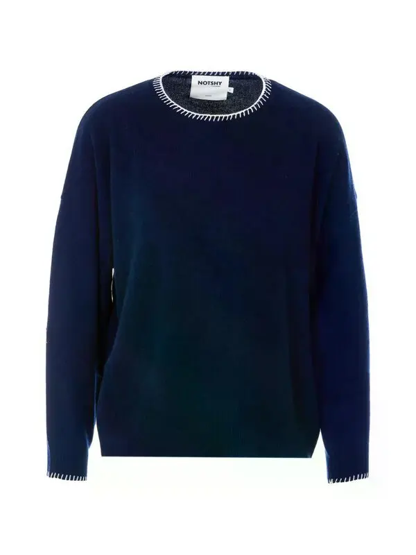 NOTSHY Charlie Embroidered Crew-neck Sweater - Blue