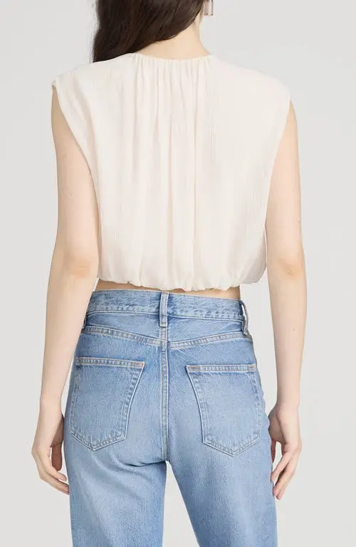 FRAME The Wave Tie Neck Silk Top - Cream