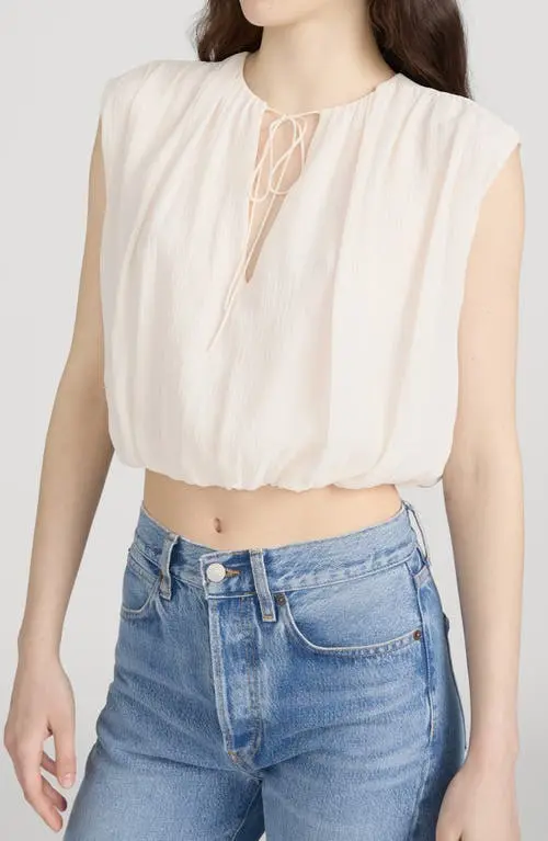 FRAME The Wave Tie Neck Silk Top - Cream