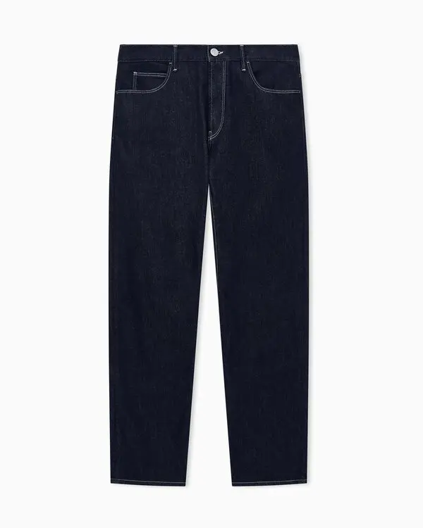Giorgio Armani Regular-fit Five-pocket Trousers In Cotton And Modal - Black