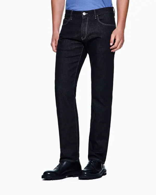Giorgio Armani Regular-fit Five-pocket Trousers In Cotton And Modal - Black