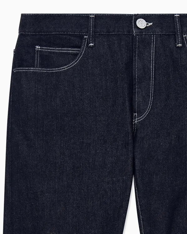 Giorgio Armani Regular-fit Five-pocket Trousers In Cotton And Modal - Black