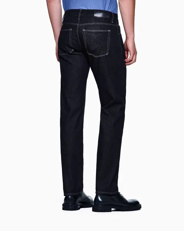 Giorgio Armani Regular-fit Five-pocket Trousers In Cotton And Modal - Black