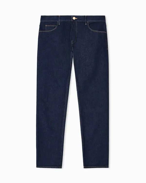 Giorgio Armani Regular-fit Five-pocket Trousers In Cotton And Modal - Blue