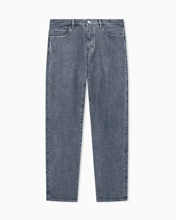 Giorgio Armani Regular-fit Five-pocket Trousers In Cotton And Modal - Grey