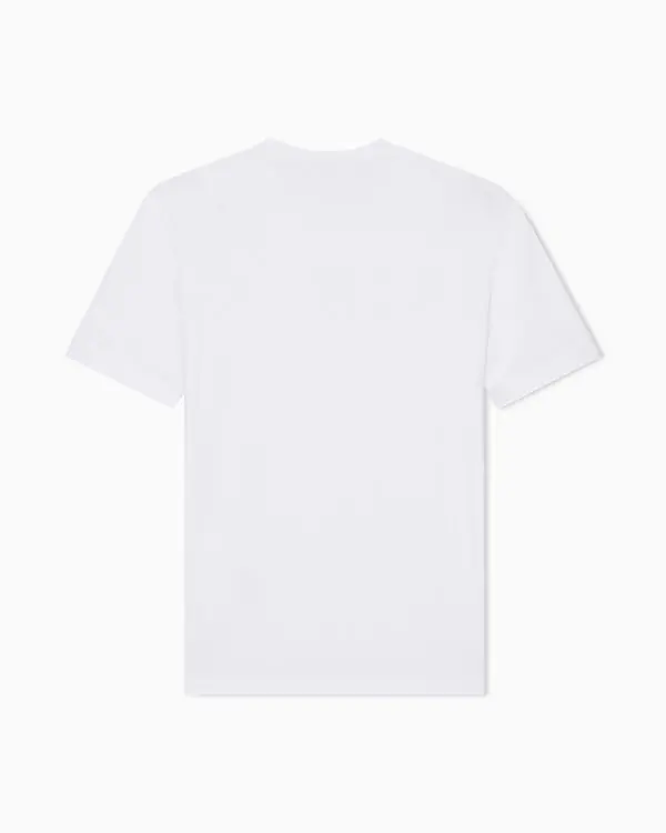 Giorgio Armani Crew-neck T-shirt In Stretch Viscose Jersey With Embroidery - White