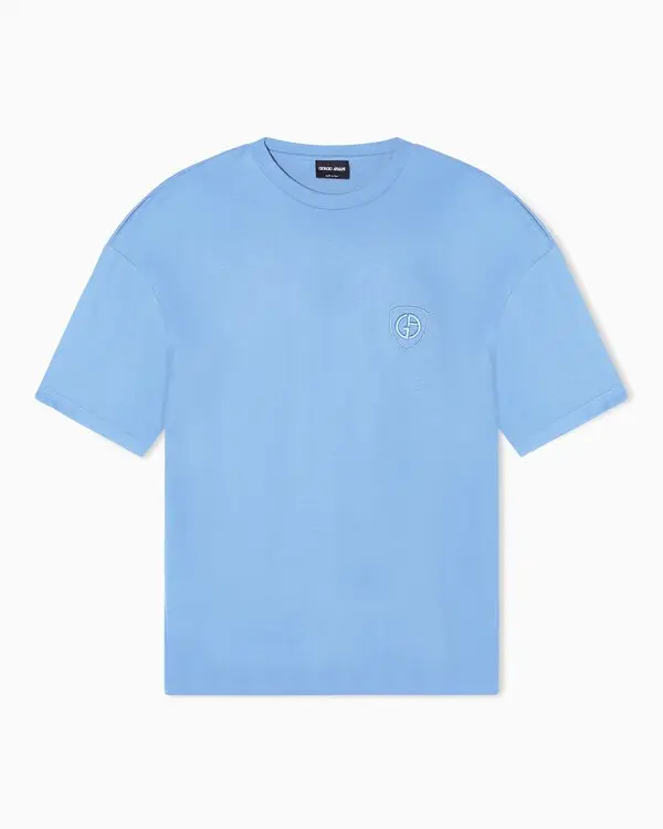 Giorgio Armani Organic Cotton Interlock Crew-neck T-shirt - Light Blue