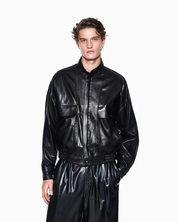 Giorgio Armani Nappa Lambskin Zip-up Jacket
