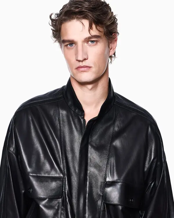 Giorgio Armani Nappa Lambskin Zip-up Jacket