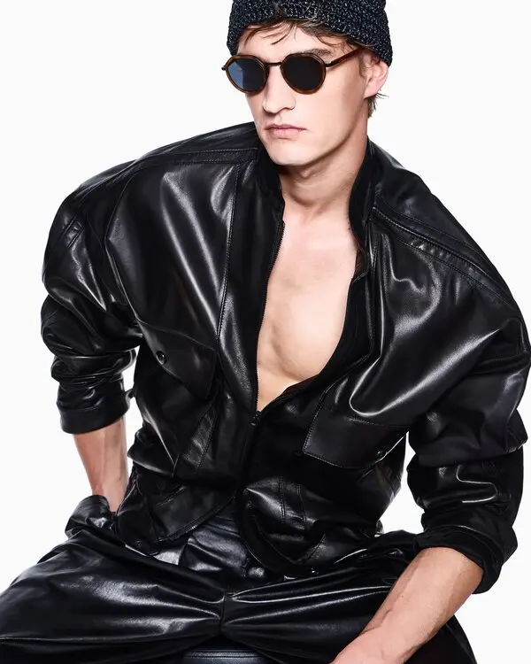 Giorgio Armani Nappa Lambskin Zip-up Jacket