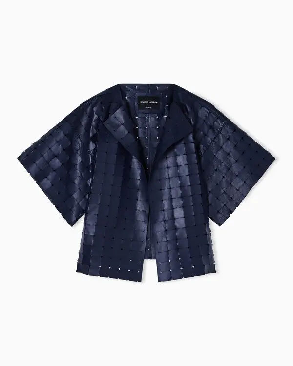 Giorgio Armani Carved Nappa Lambskin Jacket - Blue